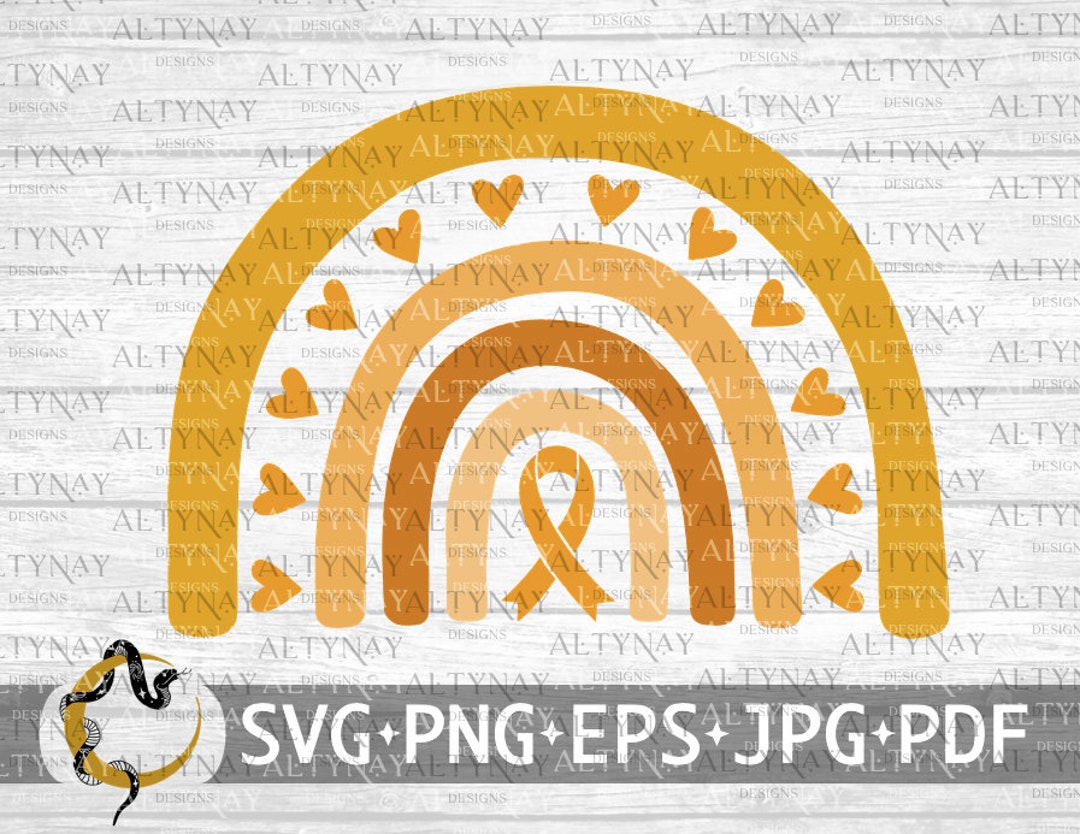 Appendix Cancer Boho Rainbow SVG, Ribbon Amber SVG, Appendix Cancer ...