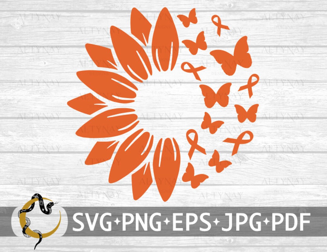 Sunflower Leukemia Cancer Butterfly SVG, Leukemia Cancer SVG, Orange ...