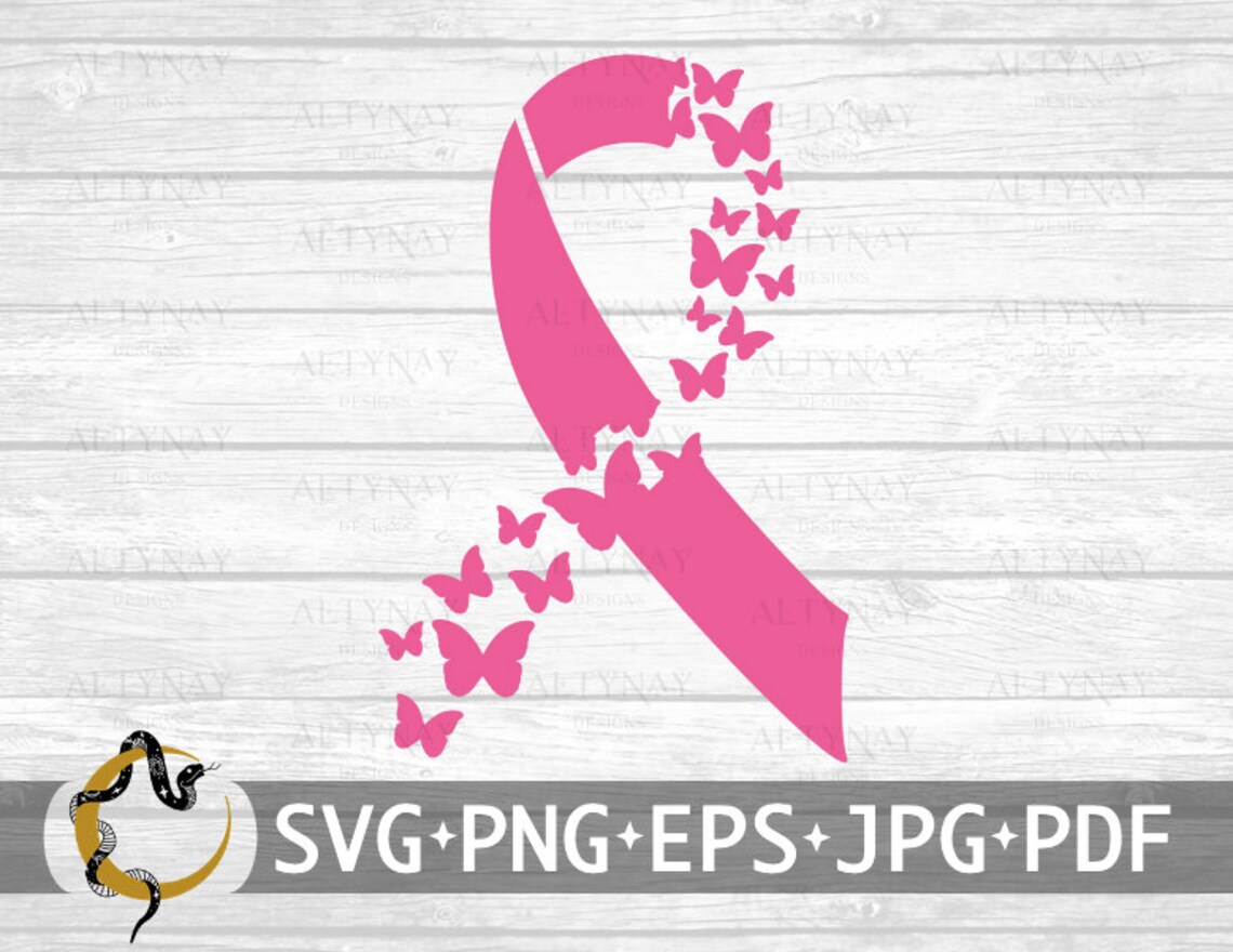 Breast Cancer Butterfly Ribbon SVG Breast Cancer Awareness | Etsy