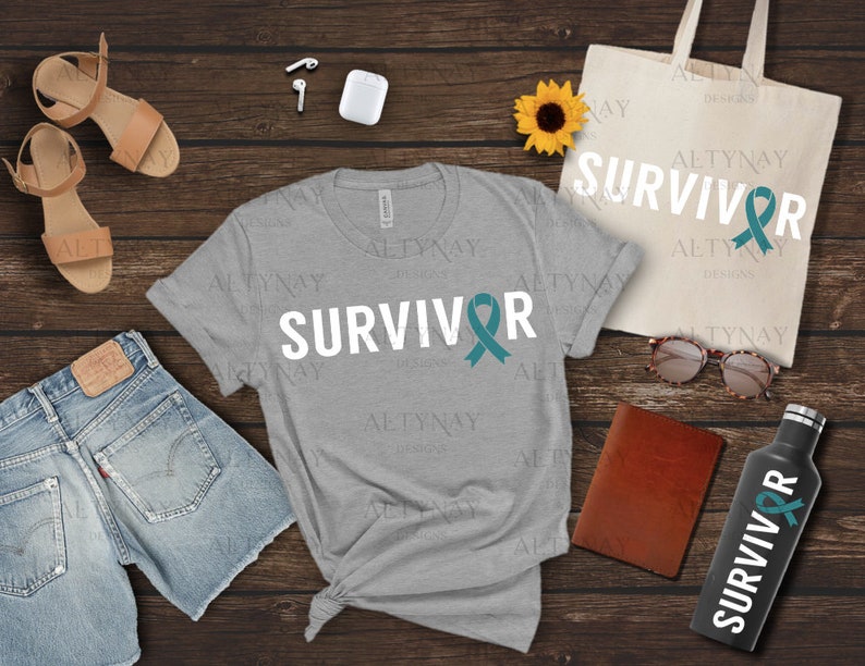 Ovarian Cancer Survivor Ribbon SVG Ovarian Cancer Awareness - Etsy