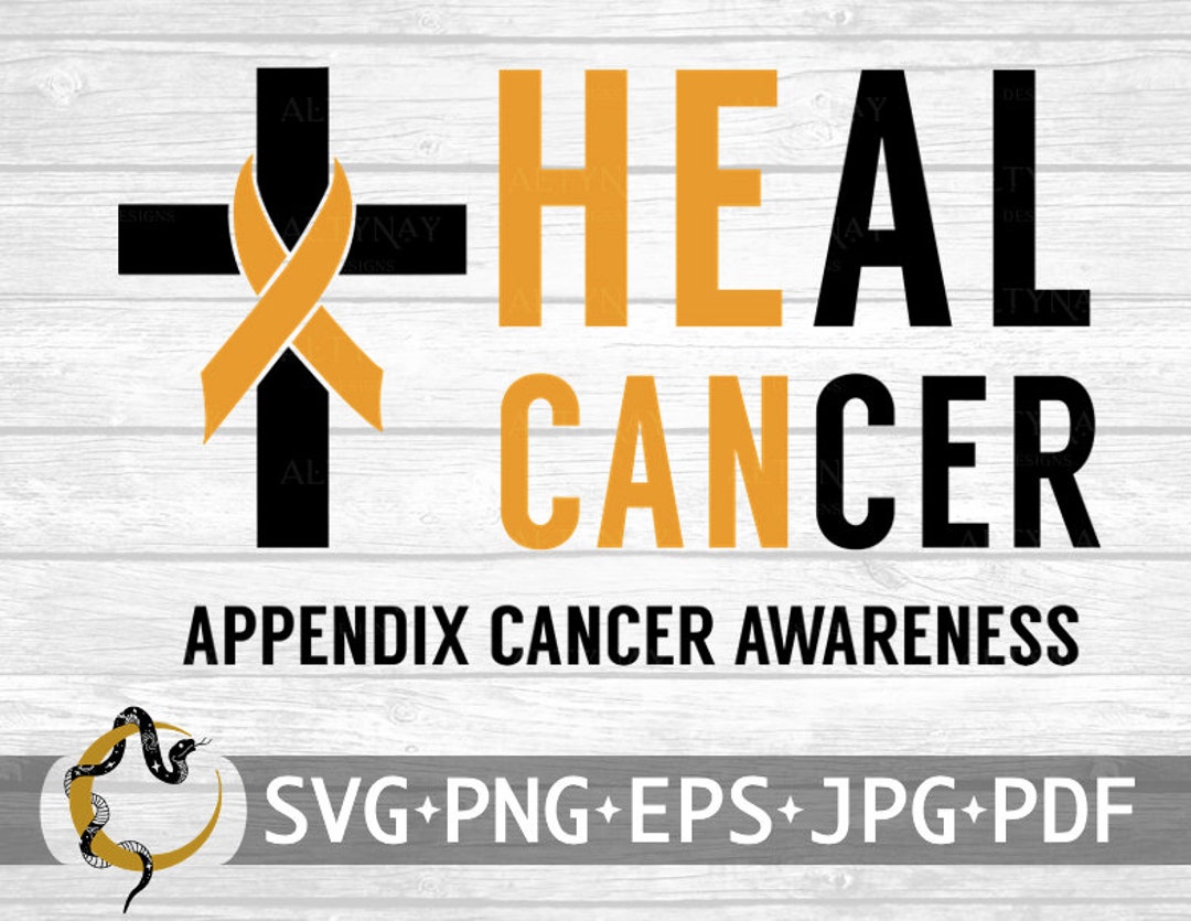 Heal Appendix Cancer Cross Ribbon SVG, Appendix Cancer Awareness SVG ...