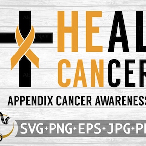 Heal Appendix Cancer Cross Ribbon SVG, Appendix Cancer Awareness SVG ...