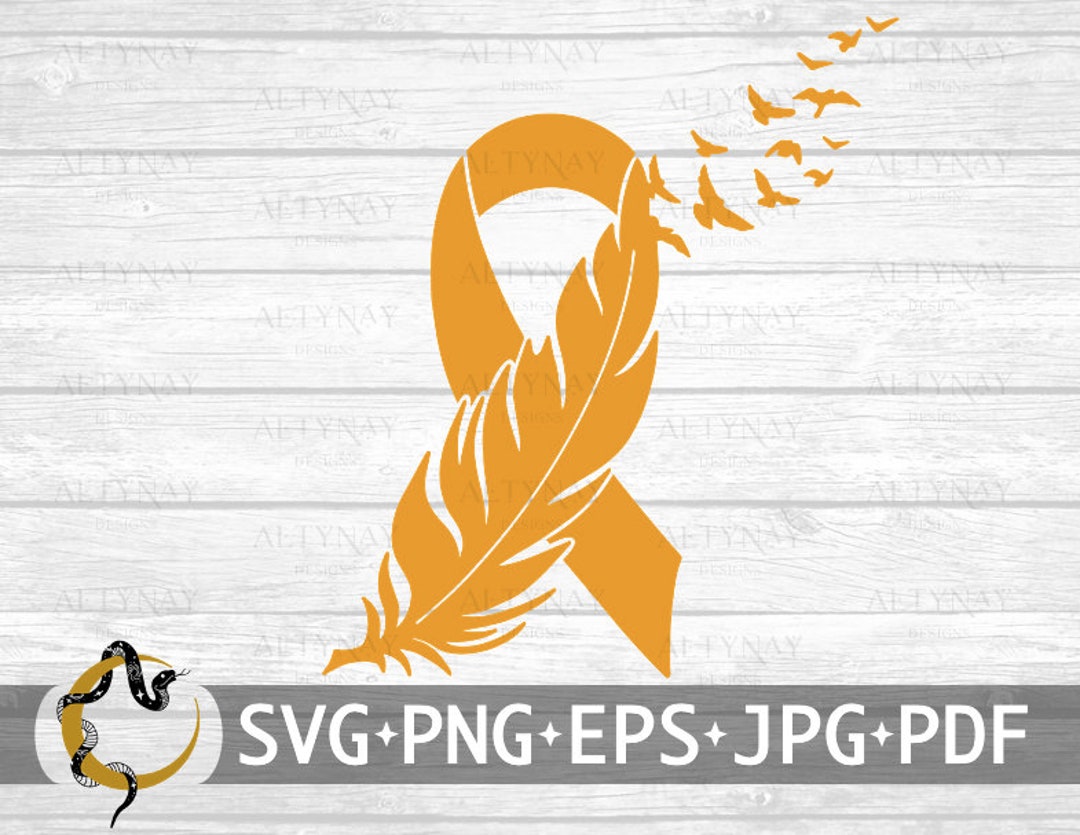 Feather Appendix Cancer Ribbon SVG, Appendix Cancer Ribbon Awareness ...