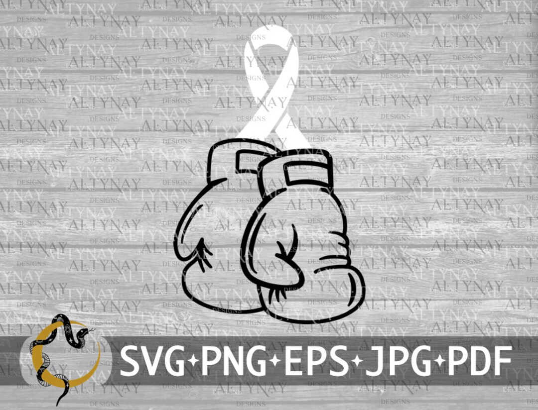 Lung Cancer Fighter, Lung Cancer Boxing Gloves Ribbon, White Ribbon ...