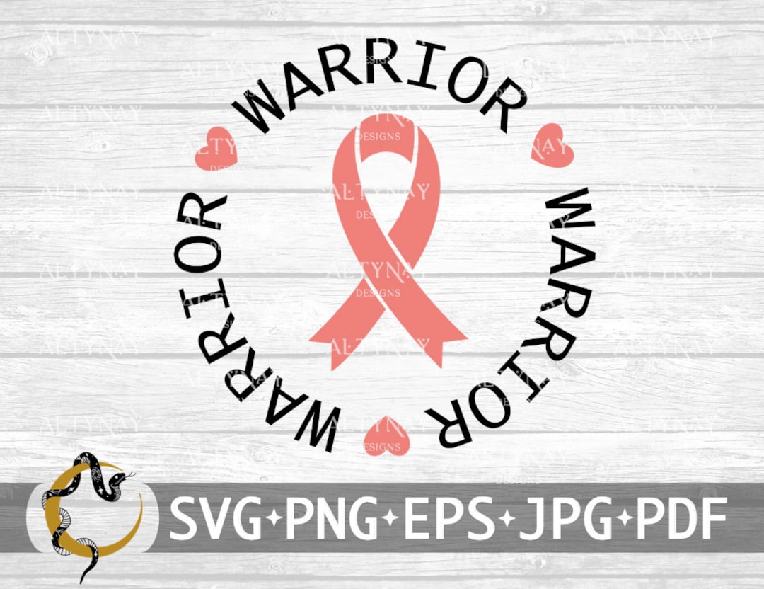 Endometrial Cancer Warrior SVG, Ribbon Peach SVG, Endometrial Cancer ...