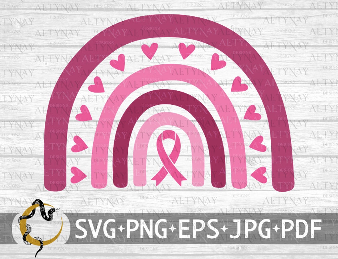 Breast Cancer Boho Rainbow SVG, Breast Cancer Awareness, Pink Cancer ...