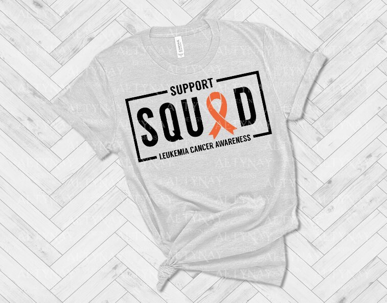 Support Squad Leukemia Cancer SVG Heart Ribbon Orange SVG - Etsy