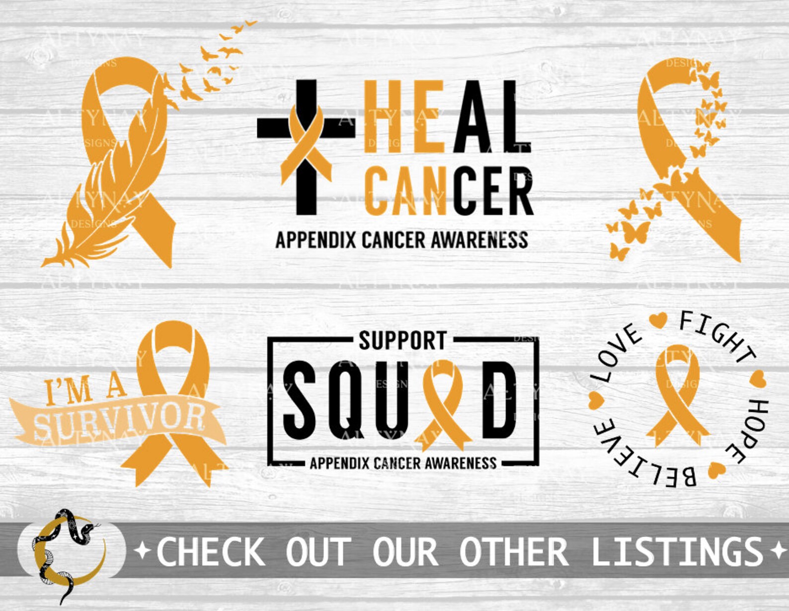 Appendix Butterfly Cancer Ribbon SVG Appendix Cancer SVG - Etsy
