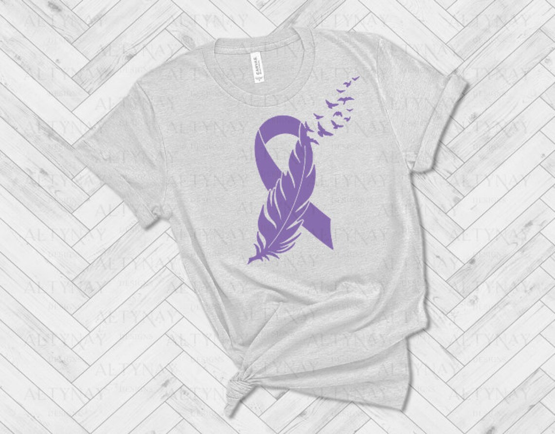 Feather Cancer Ribbon SVG All Cancer Ribbon Awareness SVG - Etsy