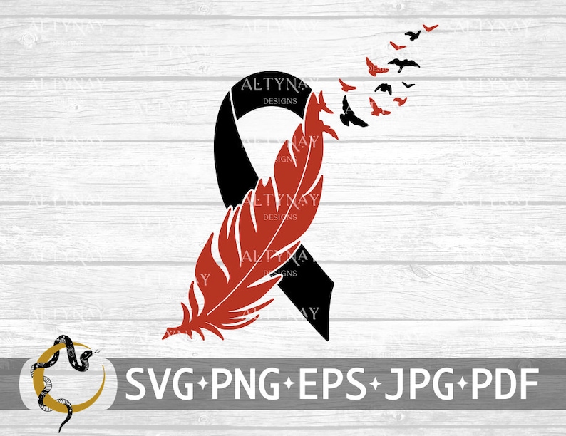 Murder Victim Feather Ribbon SVG, Homicide Ribbon Awareness SVG, Black ...