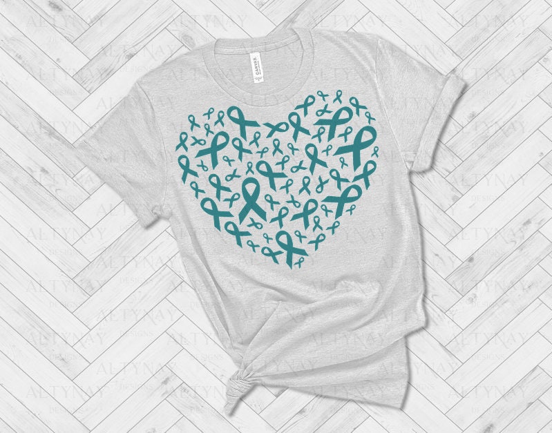 Ovarian Cancer Heart Ribbon SVG Heart Ribbon SVG Ovarian | Etsy
