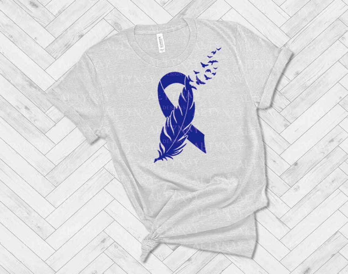 Colon Cancer Feather Ribbon SVG Colon Cancer SVG Colon - Etsy