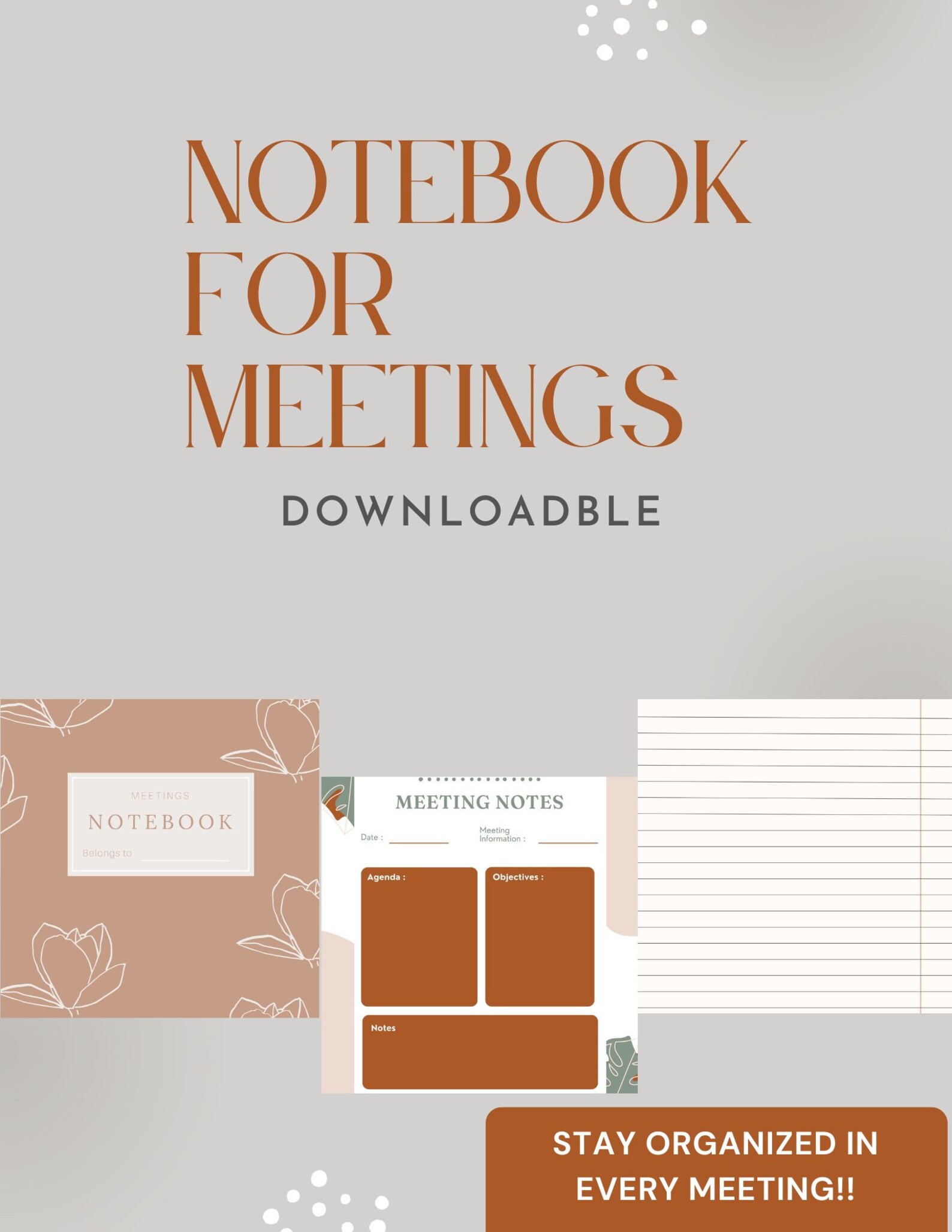 Printable Notebook for Meetings - Etsy