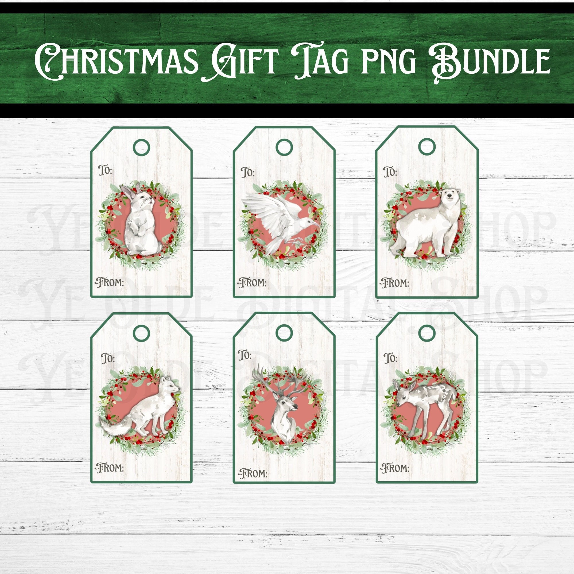 Christmas Gift Tag PNG Bundle Printable Gift Tag Gift Tags - Etsy