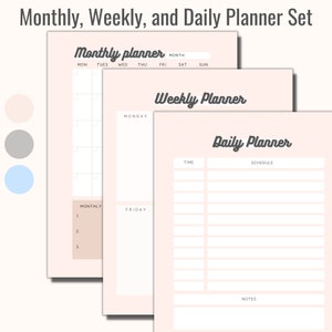 Printable Digital Planner Monthly Weekly Daily Set Kit 2022 - Etsy