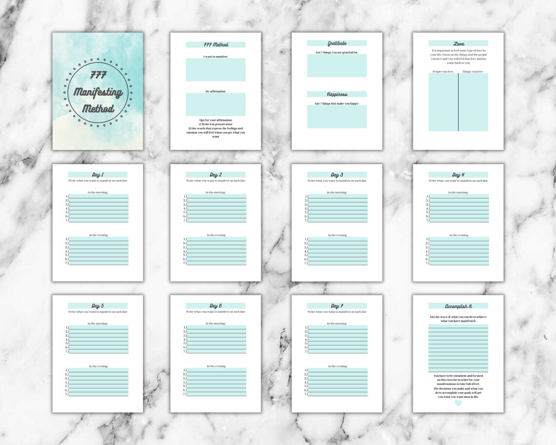 777 Manifestation Method Printable Workbook Digital PDF US - Etsy