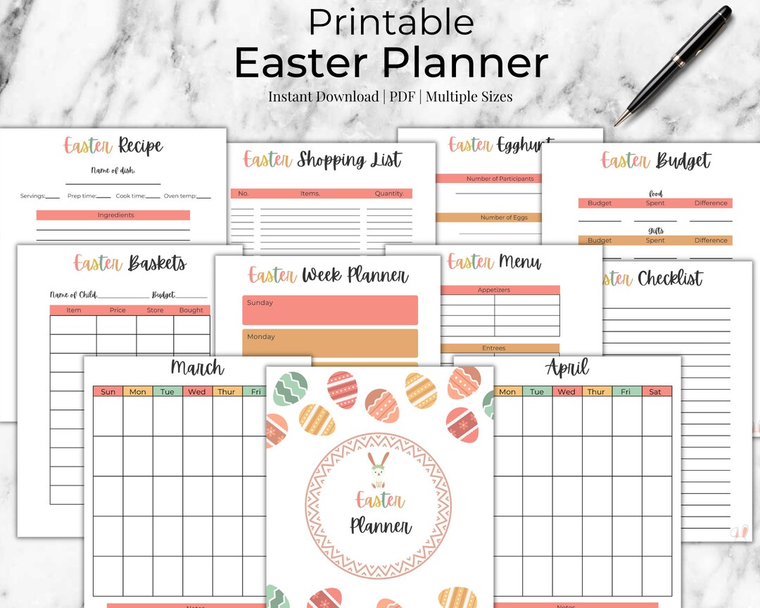 Easter Planner Printable, Easter Bunny, Easter Printable, Easter Basket ...