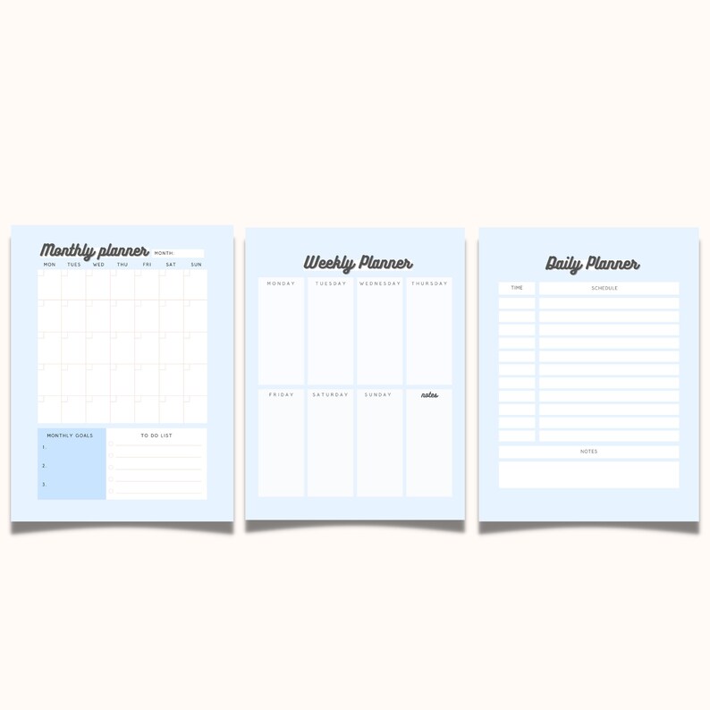 Printable Digital Planner Monthly Weekly Daily Set Kit 2022 | Etsy
