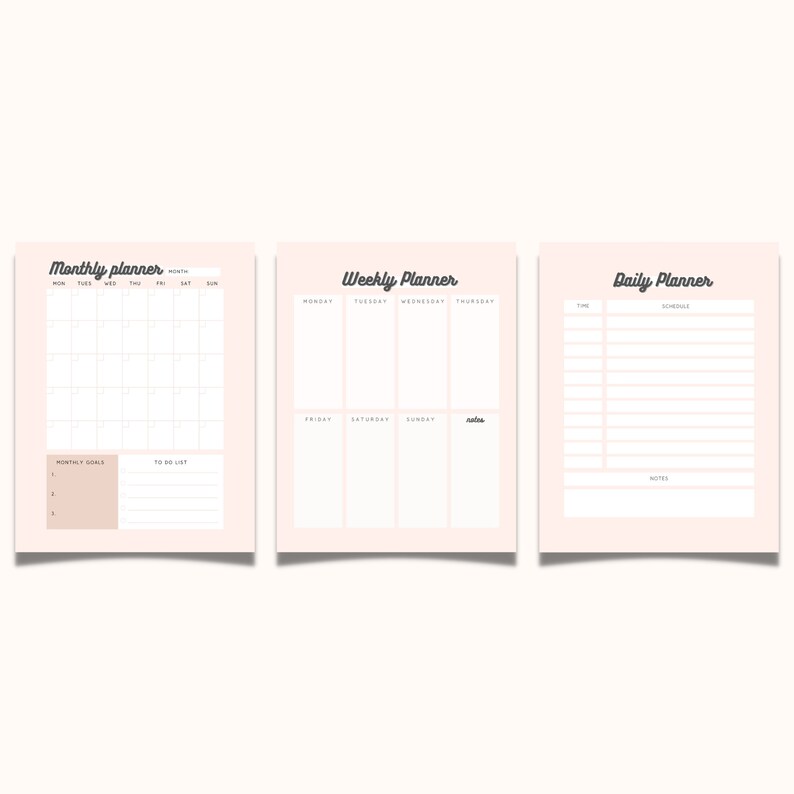 Printable Digital Planner Monthly Weekly Daily Set Kit 2022 - Etsy