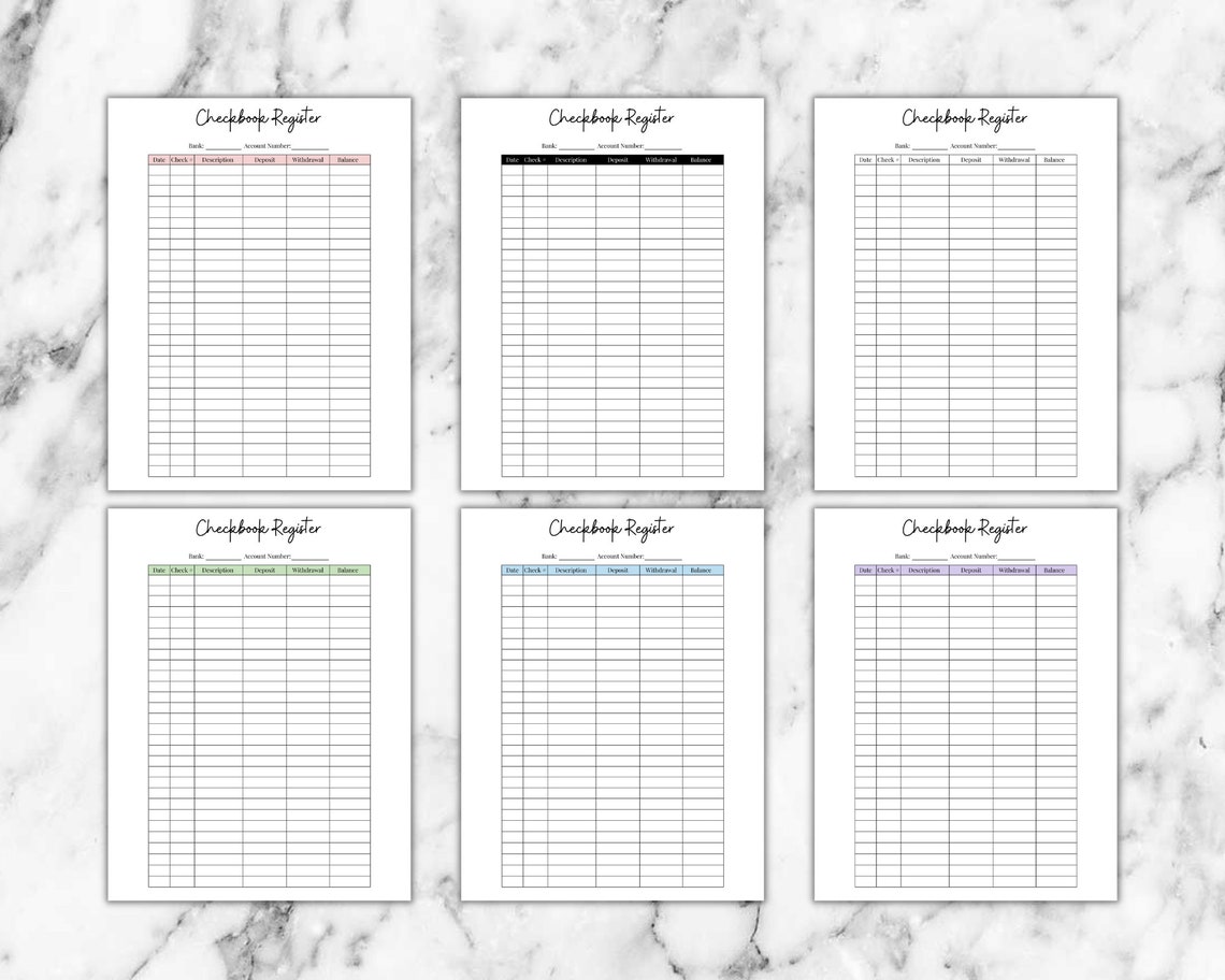 Checkbook Register Printable Checkbook Balance Log Check - Etsy