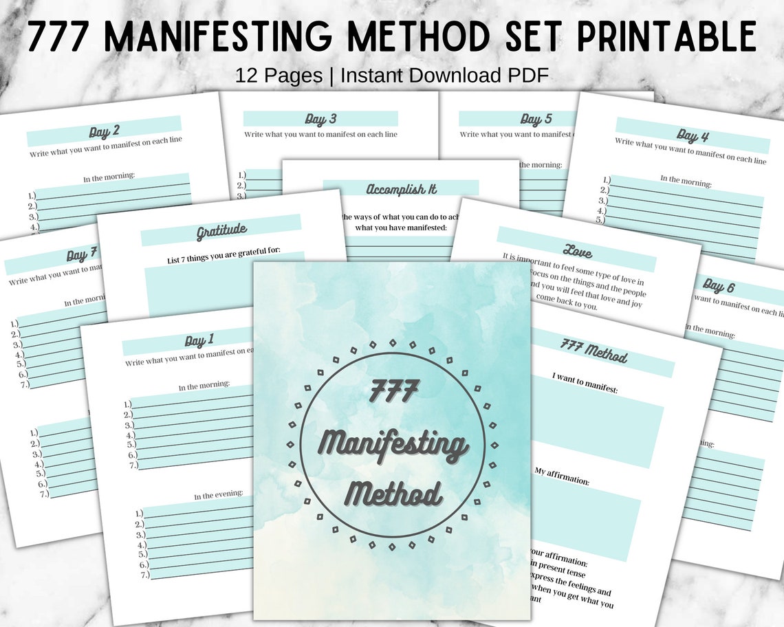 777 Manifestation Method Printable Workbook Digital PDF US - Etsy