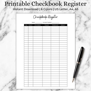 Checkbook Register Printable Checkbook Balance Log Check | Etsy