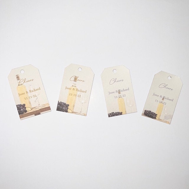 Mini Champagne Bottle Tags; Vine Bottle Tags; Wine and Grapes Favor ...