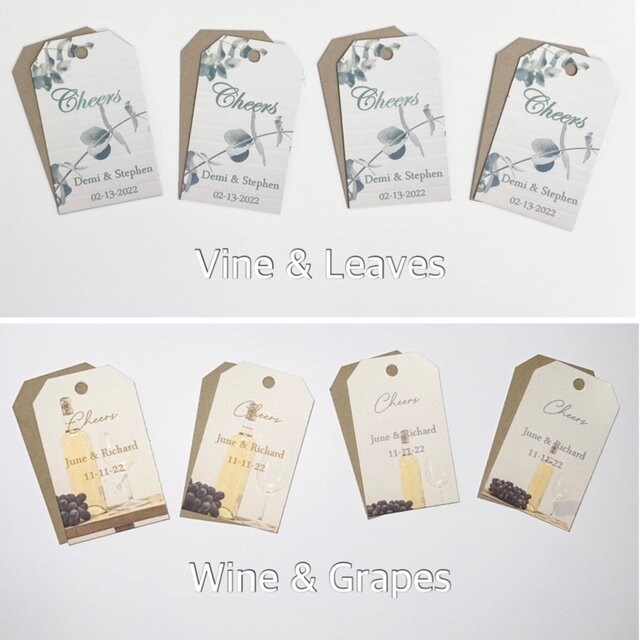 Mini Champagne Bottle Tags; Vine Bottle Tags; Wine and Grapes Favor ...