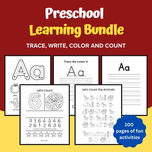 Printable Preschool Workbook Bundle: Alphabet, Numbers, Shapes, Trace ...