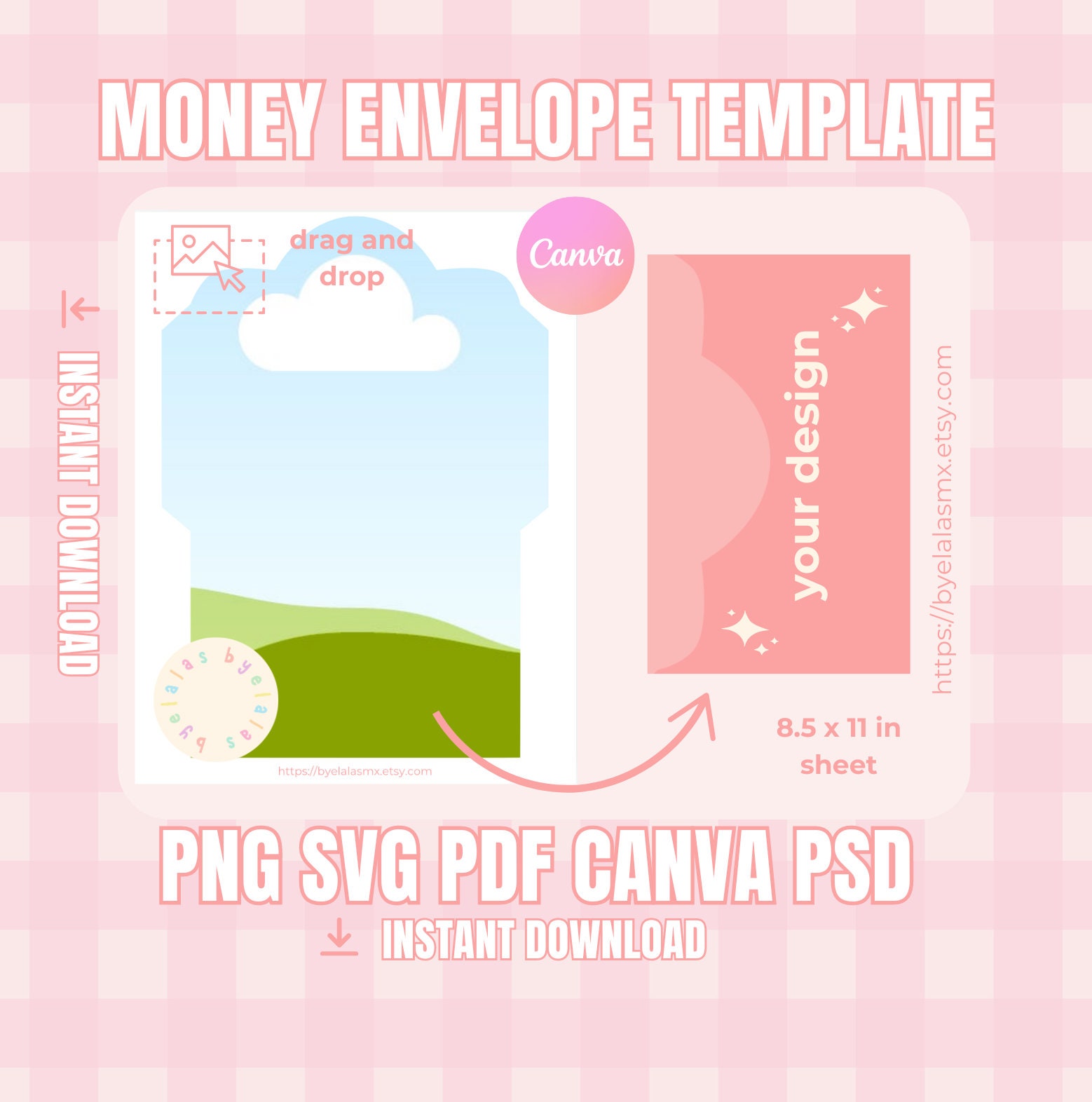 Money Envelope Template, Cash Holder, Budget Envelope, Editable Canva ...
