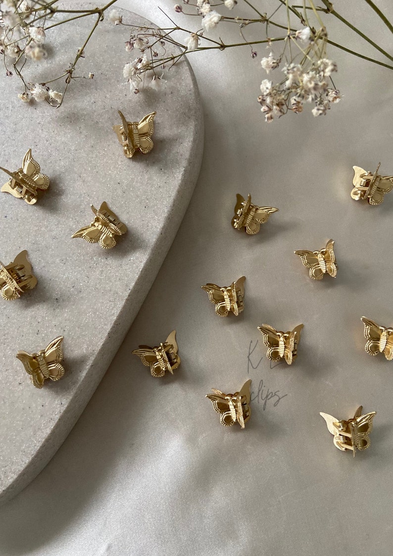6x Mini Butterfly Claw Clips - Gold Clips | Minimalist Everyday Clips ...
