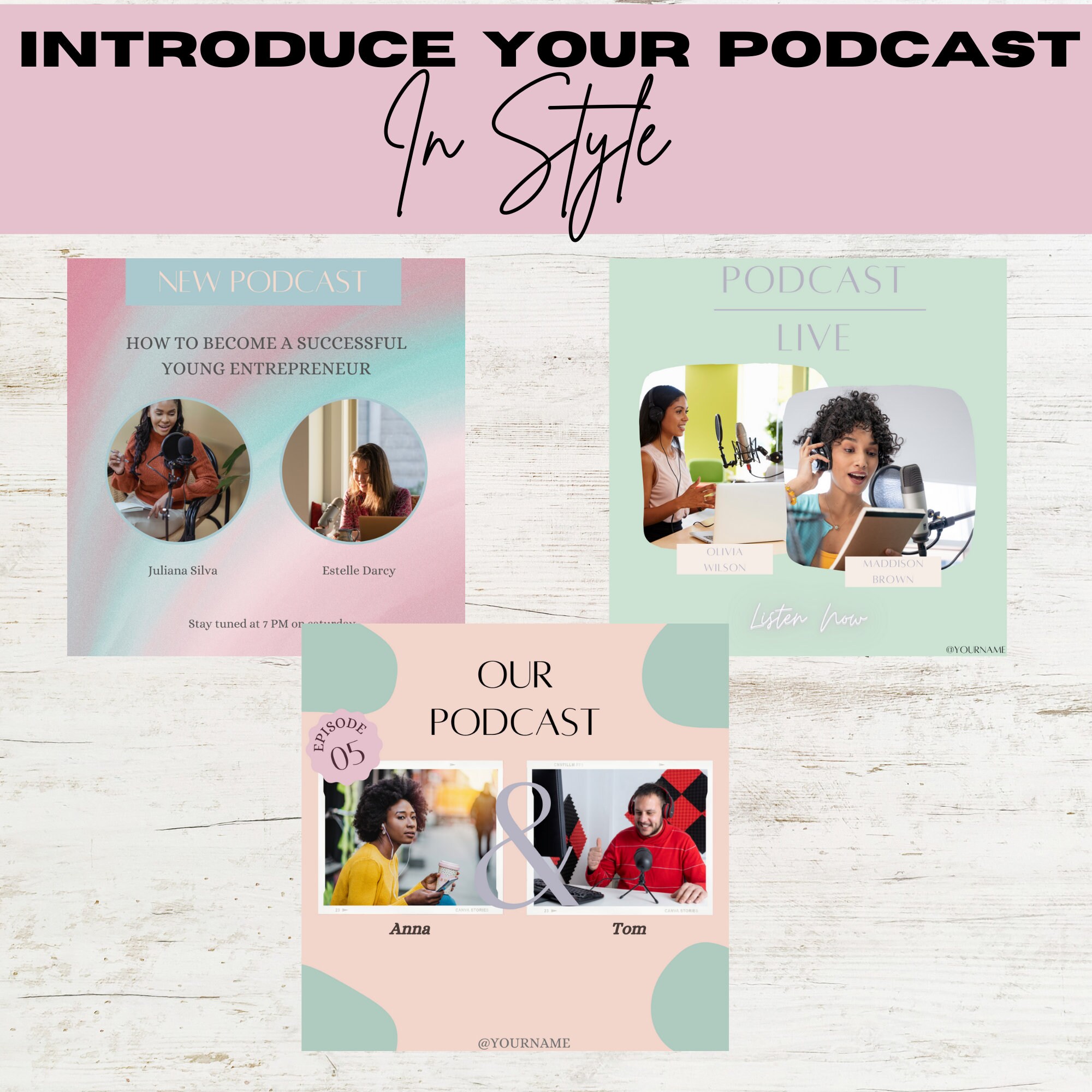 100 Instagram Templates for Podcast! Canva Template. Instagram Square ...