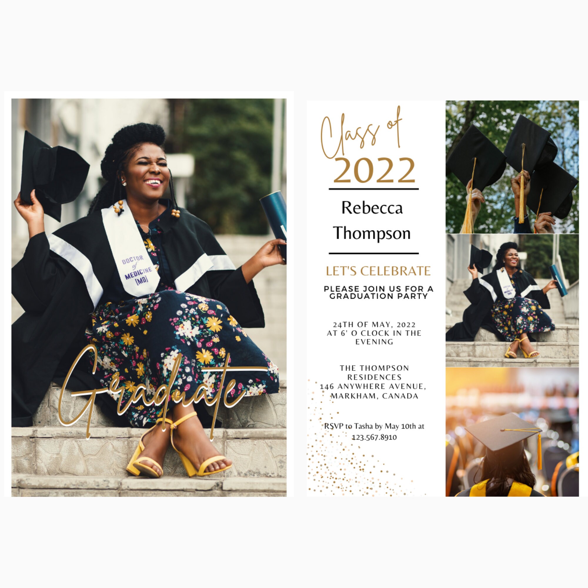 Editable Graduation Party Invitation Template, Class of 2022 (canva) - Etsy