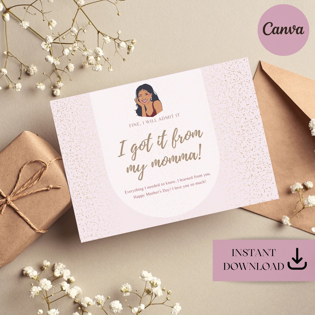 Mother's Day Card. Canva Template. Love Card Template. Card Template ...