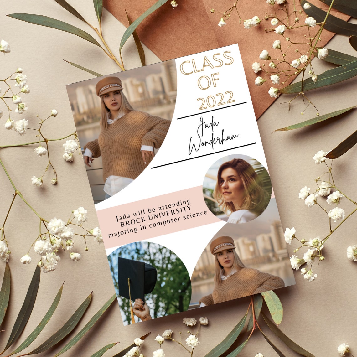 Editable Graduation Announcement Template. Class of 2022 Senior Card ...
