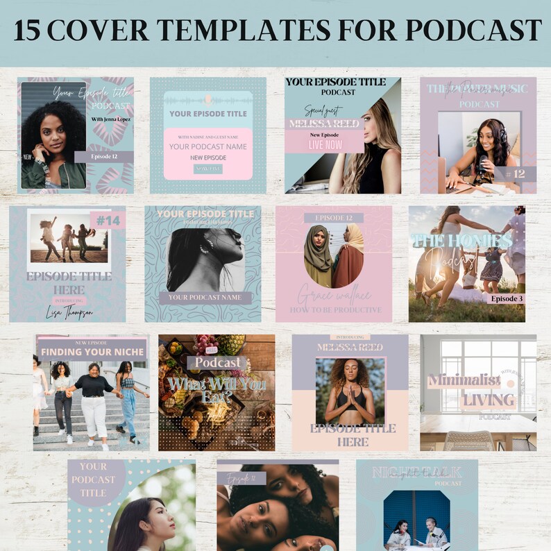 15 Editable Podcast Cover Art Templates. Podcast Graphics. Podcaster ...