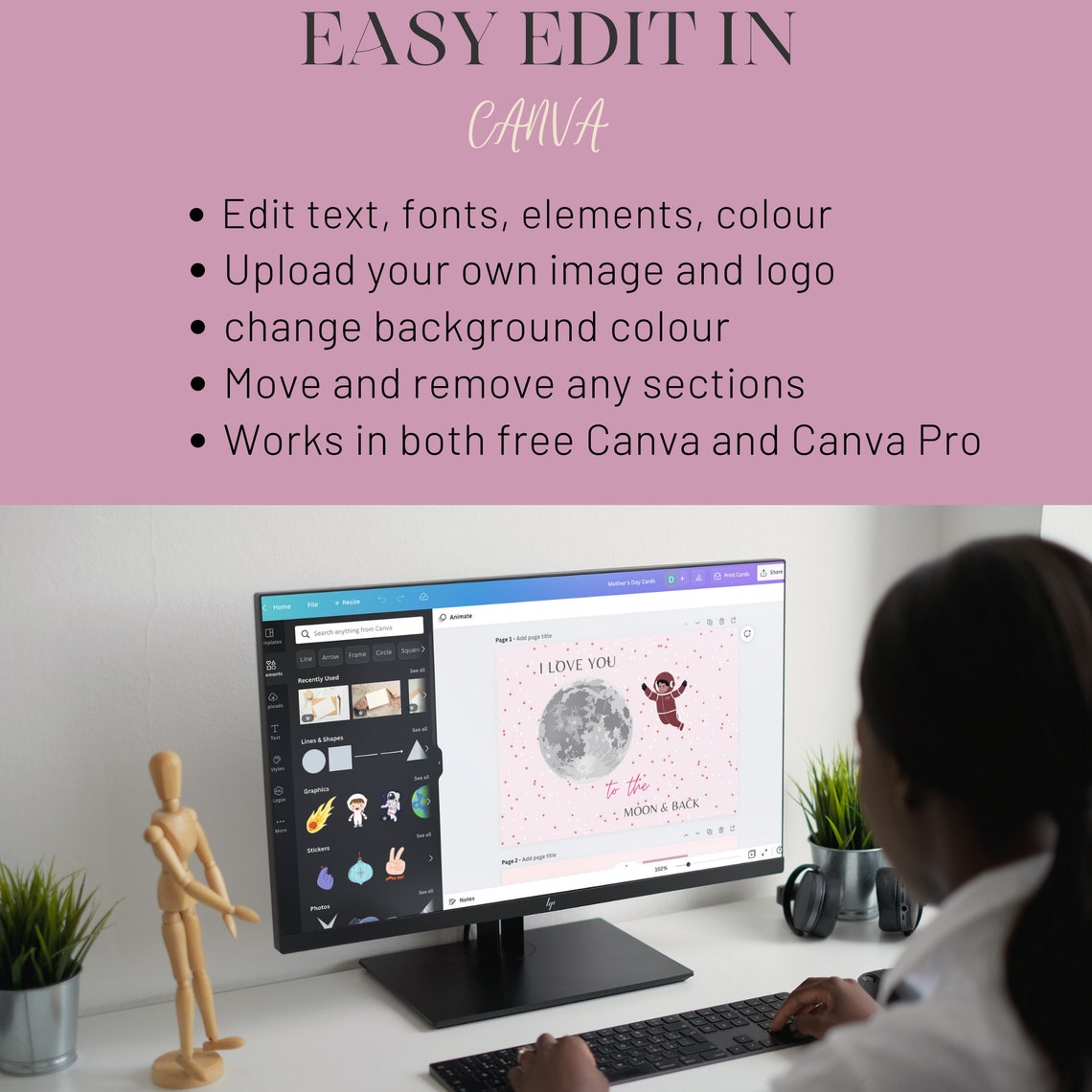 Editable Mother's Day Card Template. Canva Template. Love Card Template ...