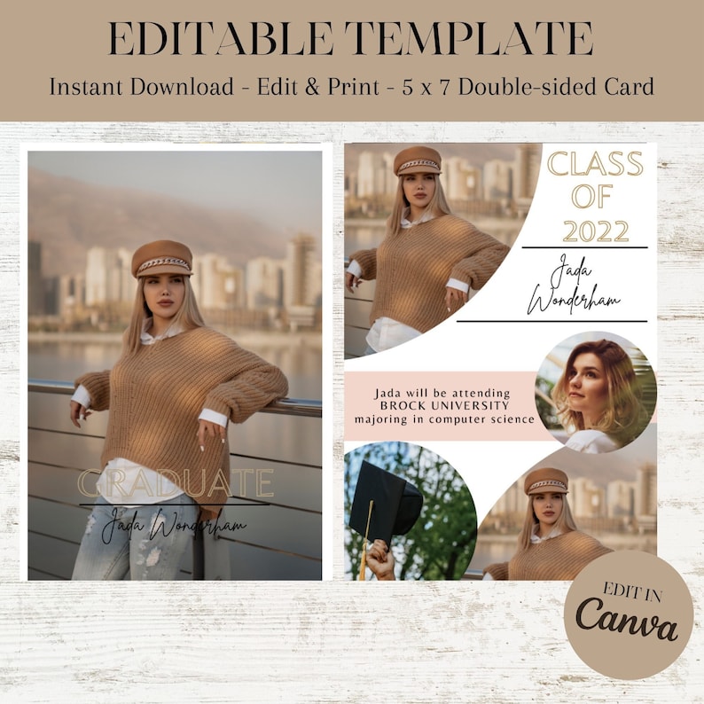 Editable Graduation Announcement Template. Class of 2022 Senior Card ...