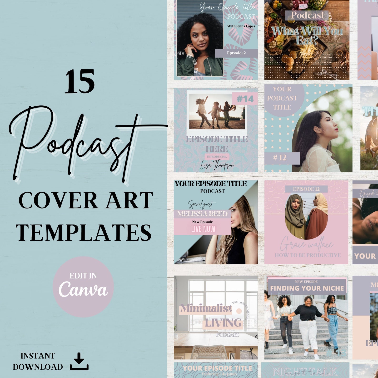 15 Editable Podcast Cover Art Templates. Podcast Graphics. Podcaster ...