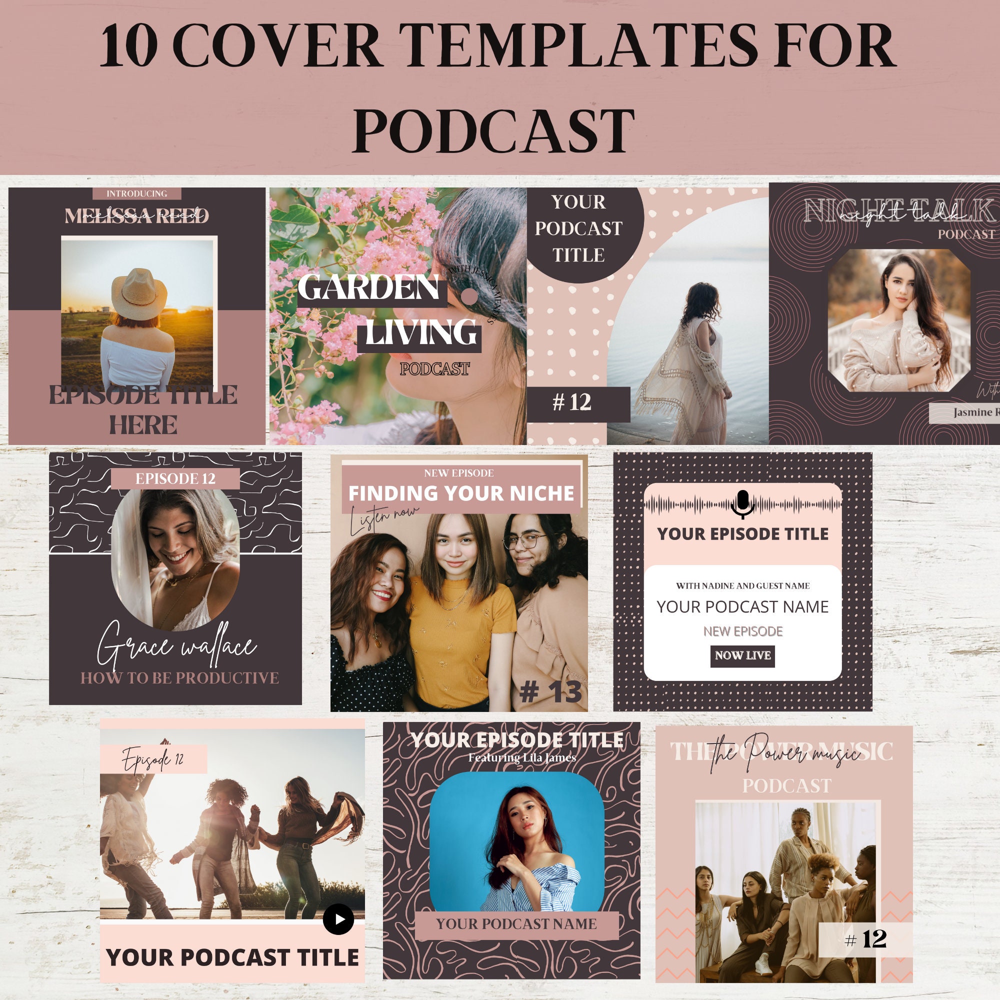 10 Editable Podcast Cover Art Templates. Podcast Graphics. Podcaster ...