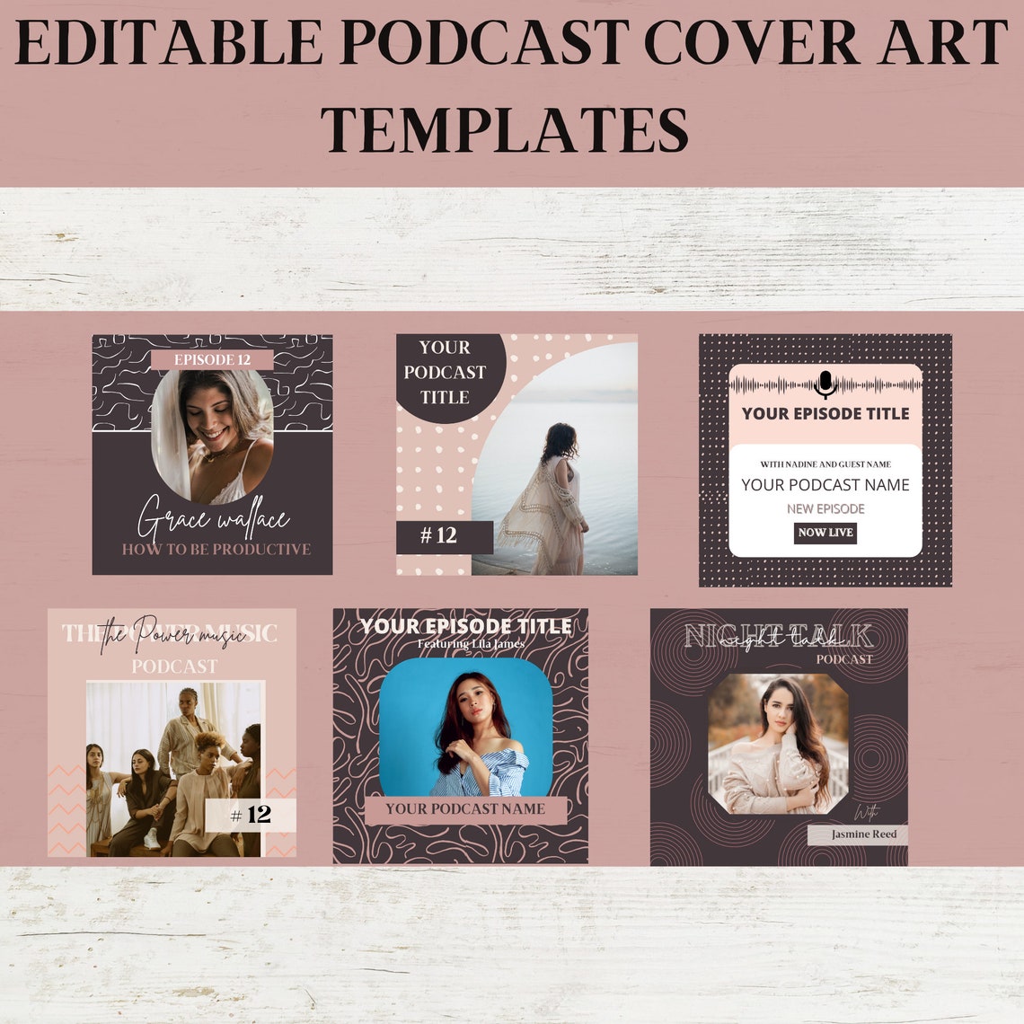 10 Editable Podcast Cover Art Templates. Podcast Graphics. Podcaster ...