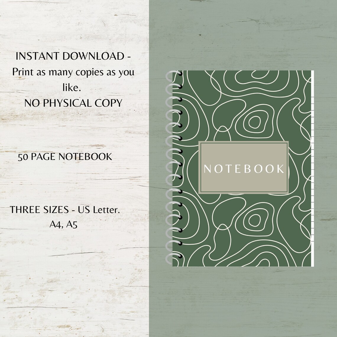 Printable Notebook, Lined Paper, Printable Notebook Paper, A4/US Letter ...