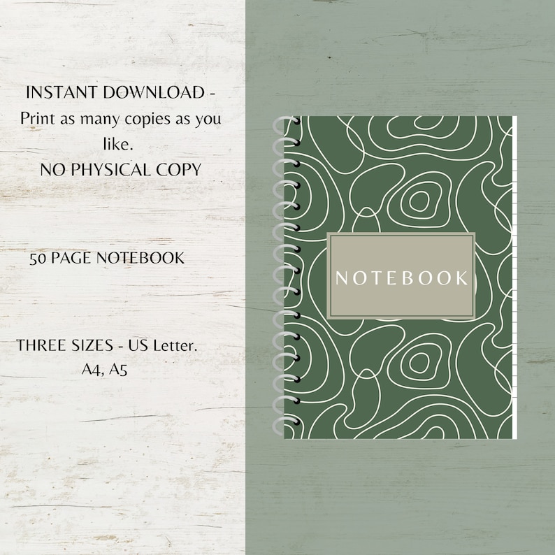 Printable Notebook, Lined Paper, Printable Notebook Paper, A4/US Letter ...