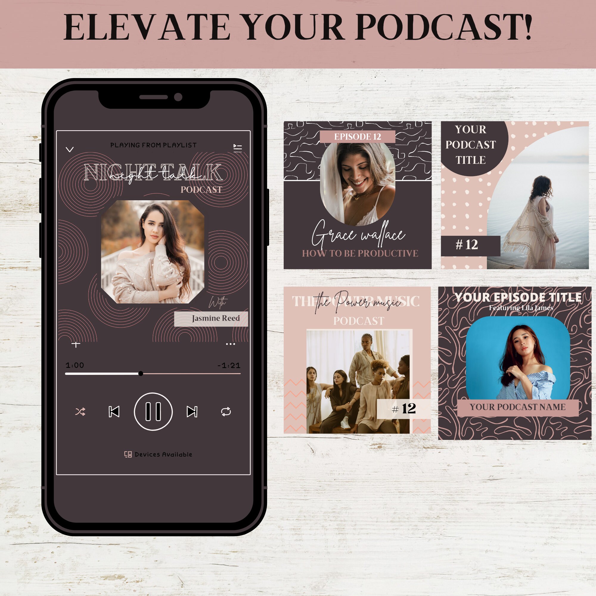 10 Editable Podcast Cover Art Templates. Podcast Graphics. Podcaster ...