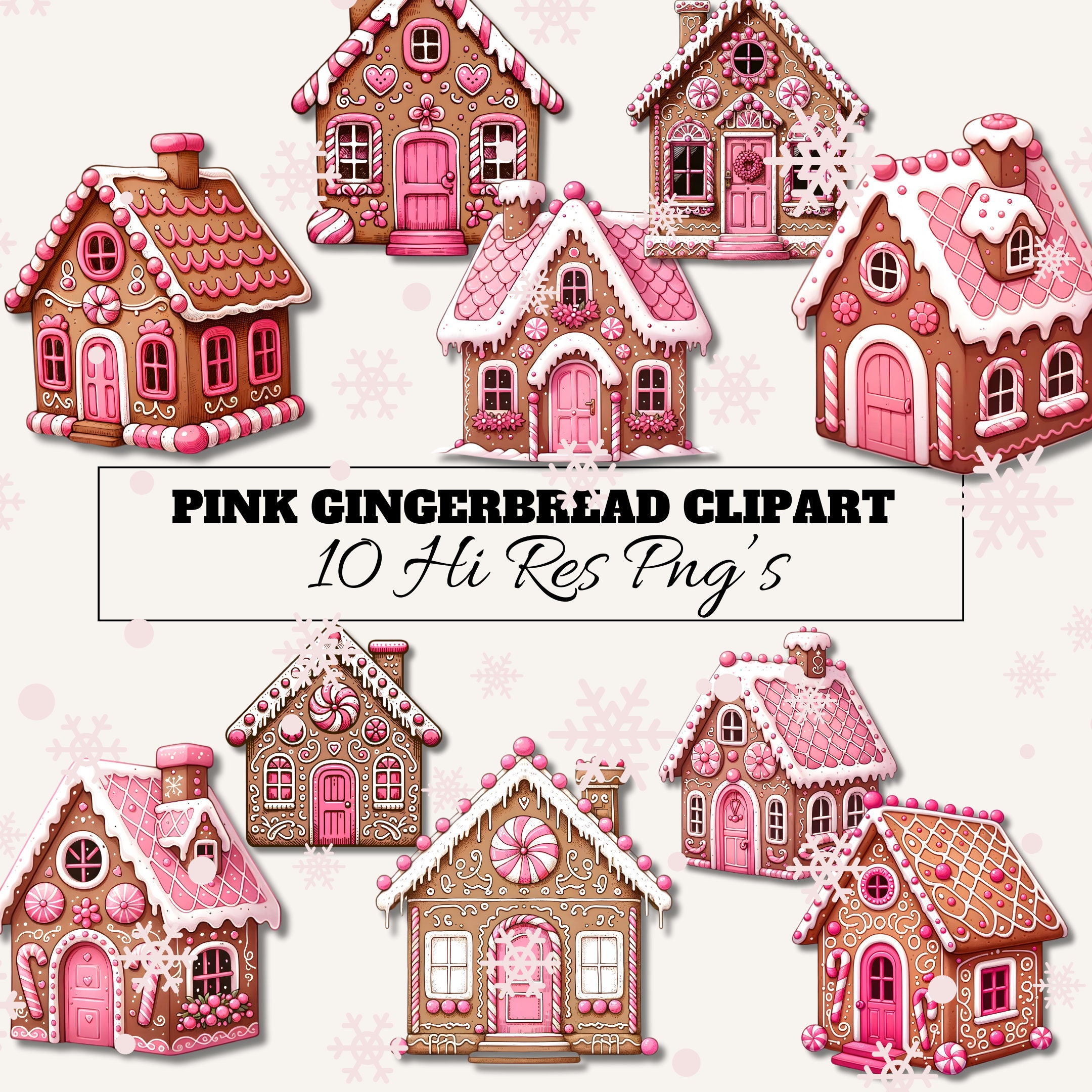 Pink Gingerbread House Clipart, Pink Christmas Clipart,plr, Commercial ...