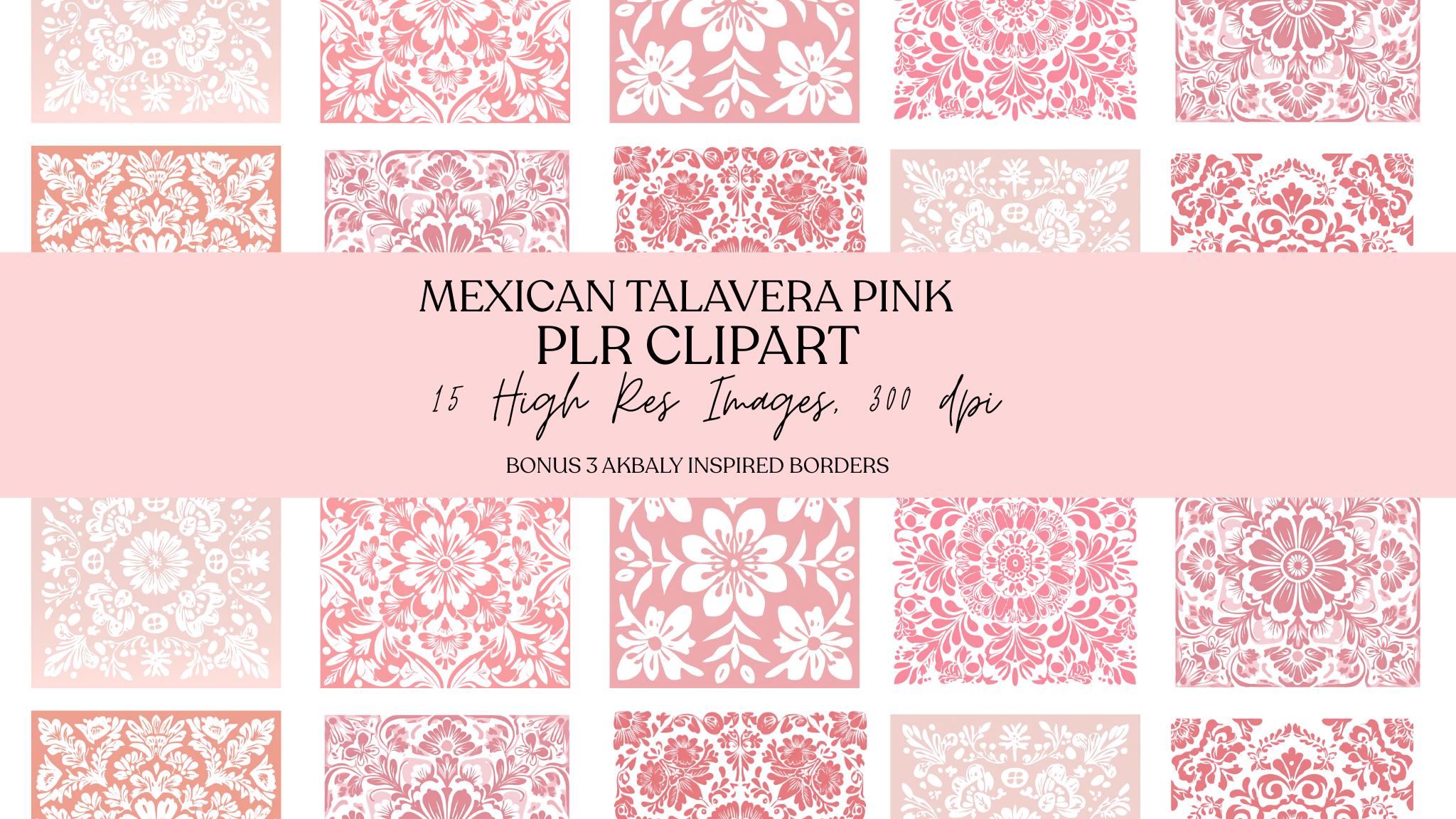 Mexican Talavera Blush Pink Tile Clipart, PLR Clipart, Cielito Lindo ...