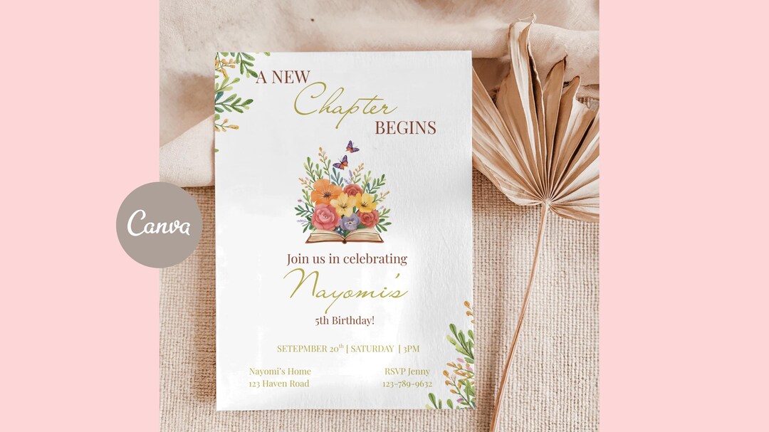 A New Chapter Birthday Invitation | Whimsical Birthday Invite| Book ...