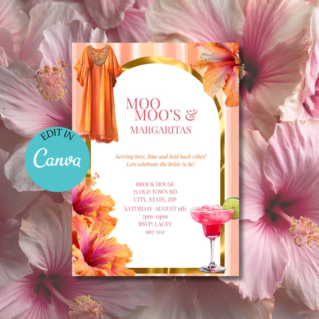Girls Night Invitation Template | Moo Moos & Margaritas Bridal Shower ...