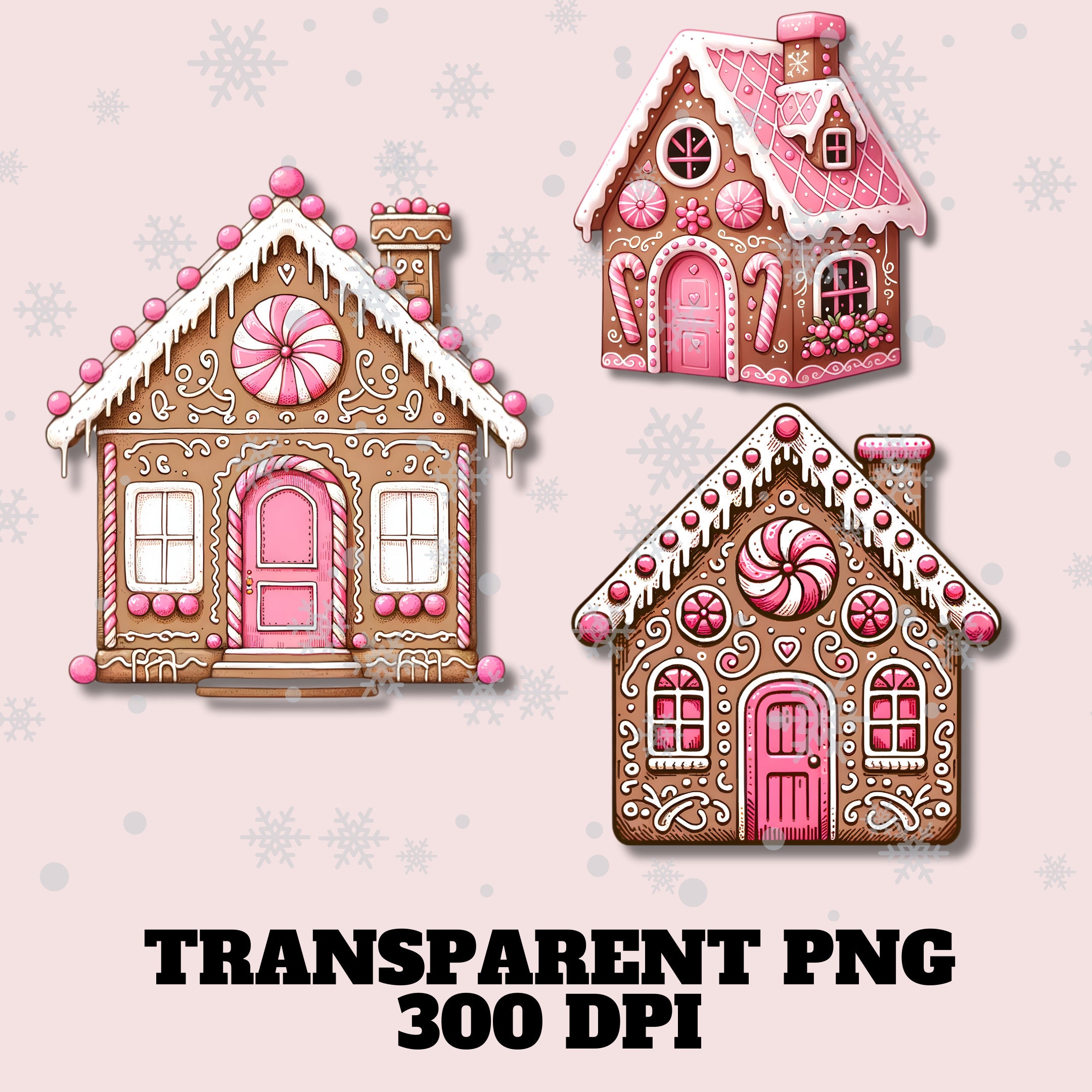 Pink Gingerbread House Clipart, Pink Christmas Clipart,plr, Commercial ...
