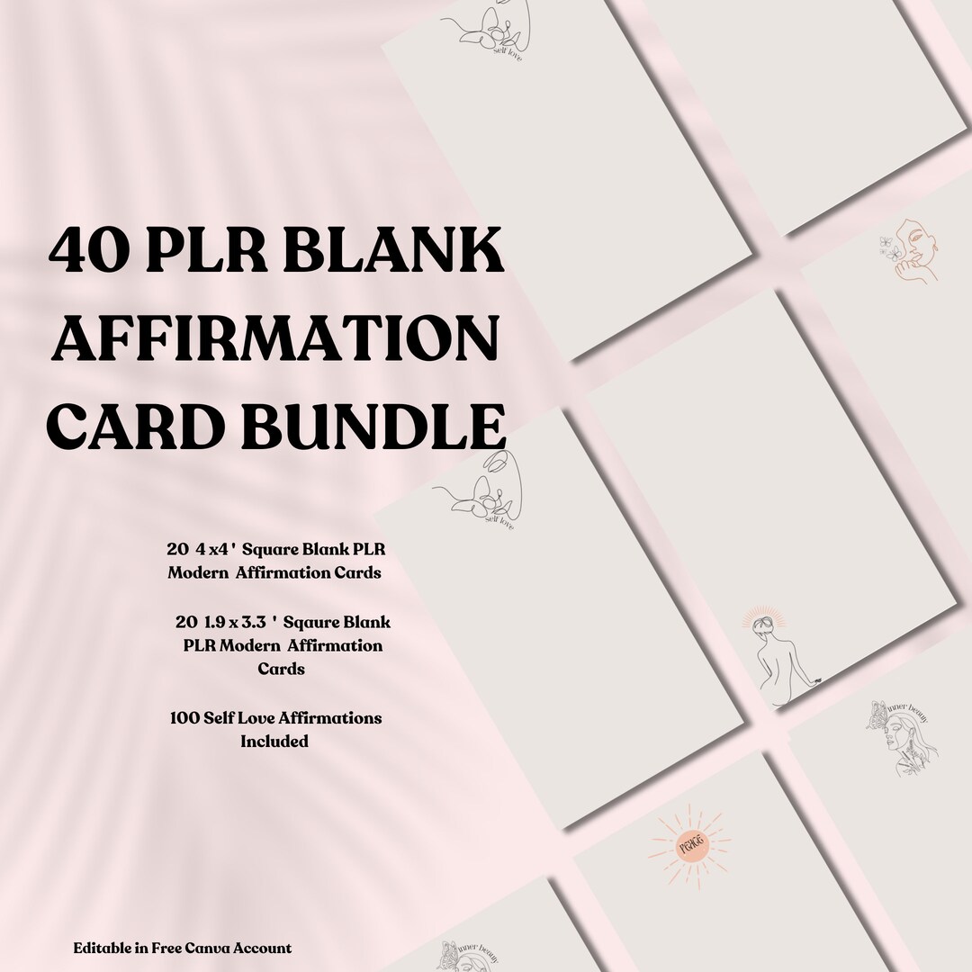 40 Minimalist Blank Self Love Affirmation Cards, Affirmation Cards ...